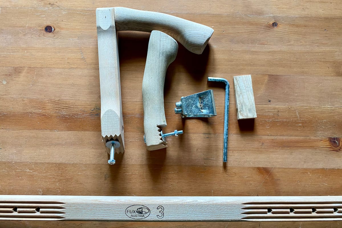 Size 3 Adjustable Wooden Snath (inc. grips and clamp) (USED) - Scythe Cymru